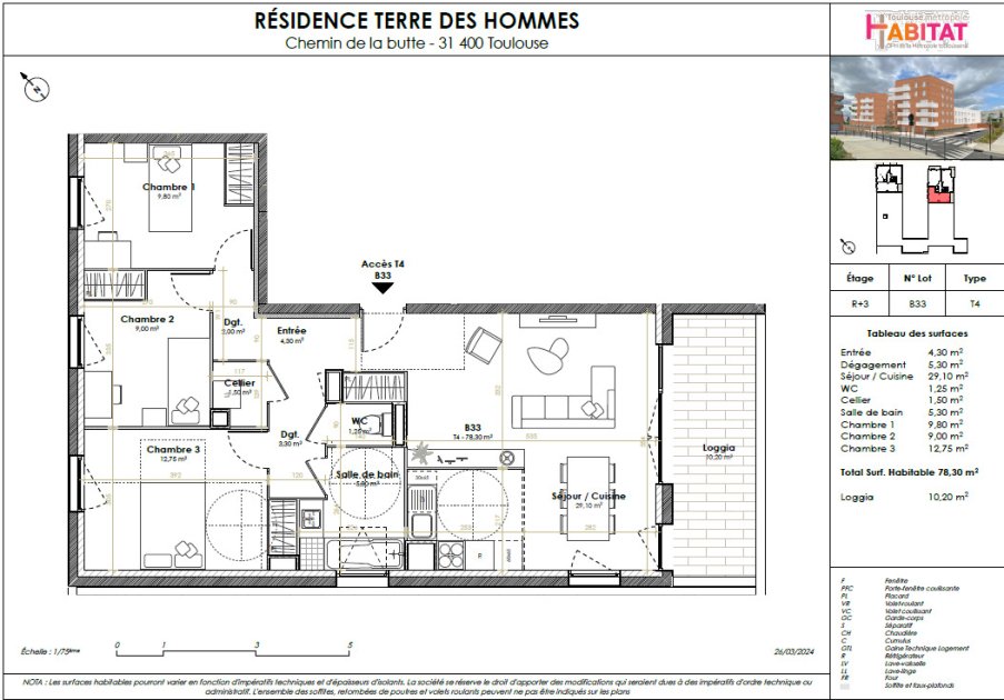 Terre des hommes t4 en location-accession* 31400 toulouse-zac st exupery